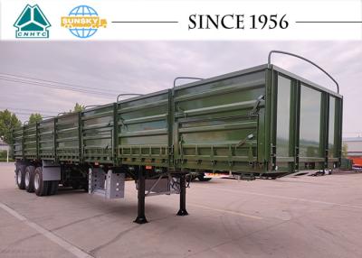 China 3-Axle Flatbed Trailer With Folding Sideboard 30 Ton Grain Trailer For Sale for sale