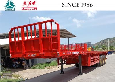 China 40 Ton Q345B 3 Axle Flatbed Trailer With Front Wall for sale