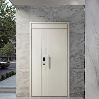 China Wood Grain Transfer Steel Security Door Hotel Exterior Design for sale