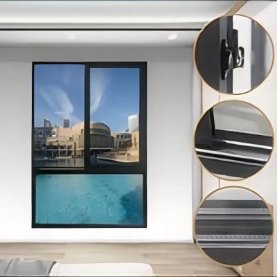 China Home Modern Sliding Window Black Double Glazed Aluminum Windows for sale