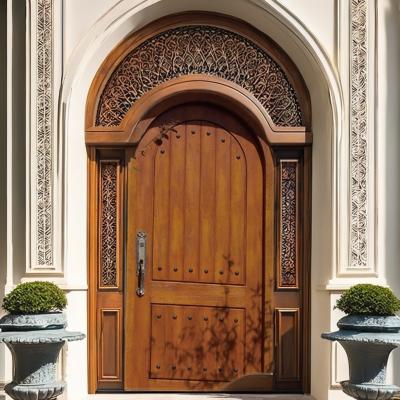 China Modern Arched Interior Door Solid Wood Construction Home Room Doors for sale
