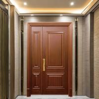 China Sun Protected Modern Steel Embossed Security Door Manual Open for Residential Houses for sale