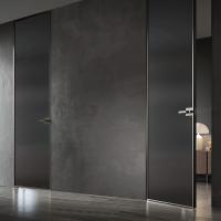 China Modern Black Aluminium Frame Glass Bathroom Door Swing Design for sale