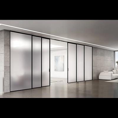 China Office Aluminium Frame Glass Door Sound Insulation Arc Sliding Doors for sale