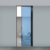 China Modern Frosted Glass Aluminum Bathroom Door Finished Easy Clean for sale