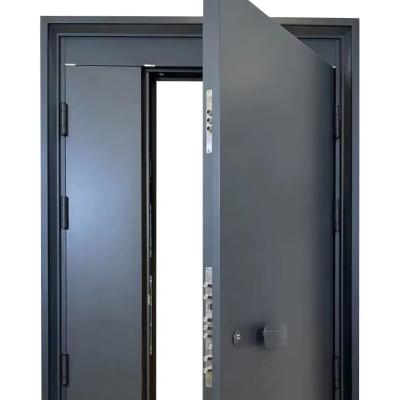 China Luxury Steel Front Door Wood Grain Transfer Printing Modern Secure Exterior Entry for sale