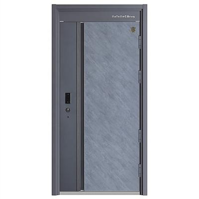 China Two Tone Spliced Modern Steel Security Entry Doors 70mm Single Opening for sale