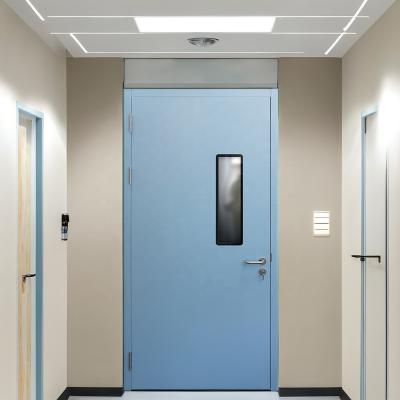 China Clean Room Hospital Swing Door Thick Steel Blue Aluminum Frame Soundproof for sale