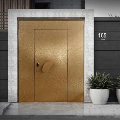 China Custom Exterior Security Door Heavy Duty Commercial Fancy Steel Sheet Door for sale