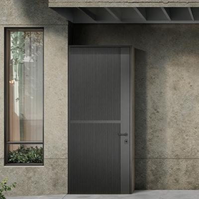 China Black Modern Swing Security Door Custom Steel Cast Aluminum Exterior Entry Door for sale