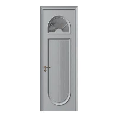 China Buckle Line Curved Glass Door Manual Opening Solid Wood Bedroom Entrance Doors for sale