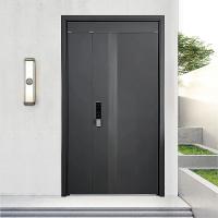 China Modern Polymer Steel Fingerprint Front Door Home Single Security Entrance Door for sale