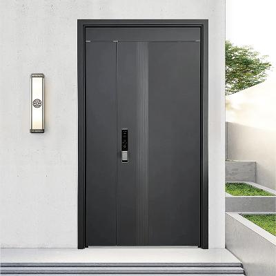 China Modern Polymer Steel Fingerprint Front Door Home Single Security Entrance Door for sale