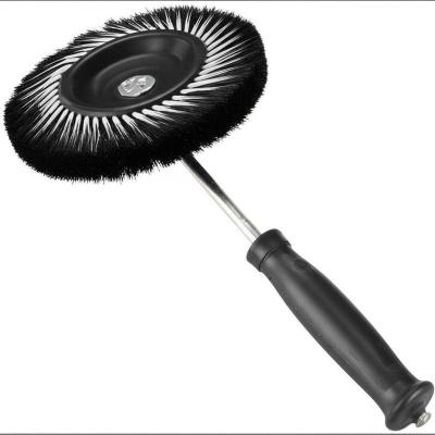 China 6 Inches Handle Length Nylon Bristle Disc Brush for Hard Surfaces Cleaning and Polishing Tool for sale