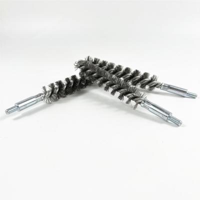 China Industrial Steel Spiral Tube Brushes with Threaded Shank for Rust Grime Removal in Boiler Tubes for sale