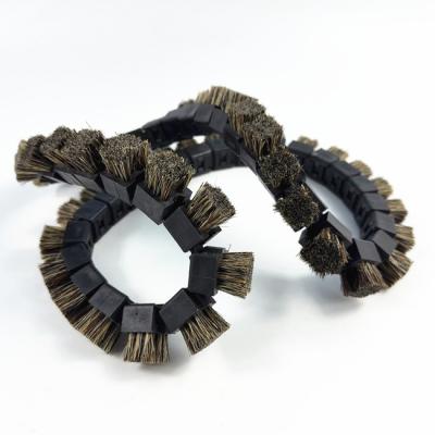 China Toothed Timing Belt Brush with Boar Bristle and Reinforced Nylon Plastic Chain for Stable Stenter Overfeeding and Conveyor Cleaning for sale