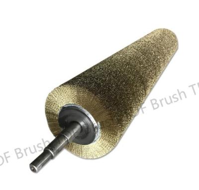 China High Purity Brass Wire Roller Brush with Continuous Spiral Winding for Customizable Metal Polishing for sale