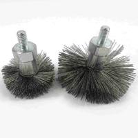 China Stainless Steel Threaded Shank Wire End Brush for Precision Deburring and Hole Cleaning with Hex Base for sale
