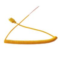 China Coiled Type K Thermocouple Cable With Miniature Connector Chromel Alumel Flat PVC Insulation Pin Fast Response for sale