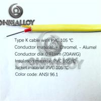 China 0.81MM K Type Thermocouple Wire ANSI 96.1 PVC Coat And Insulation 105 Degress for sale