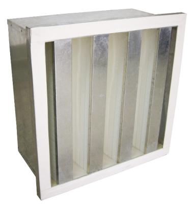China Mini Pleated 5V Bank HEPA Air Filter Terminal Filtration With One Side Flange H14 for sale