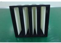 China Dust Capacity Glass Fibre V Bank Filter 18 Sq.m Media Area High Dust Holding Capacity for sale