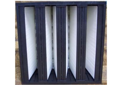 China Dust Capacity FiberGlass V Bank Filter With EVA Gasket Glass Fibre Media 18 Sq.m Area for sale