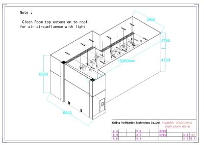 China 50mm Thickness Modular Cleanroom with Noise Level Less Than 65 DB and PVC or Aluminum Alloy Floor Material for Laboratory Environments for sale