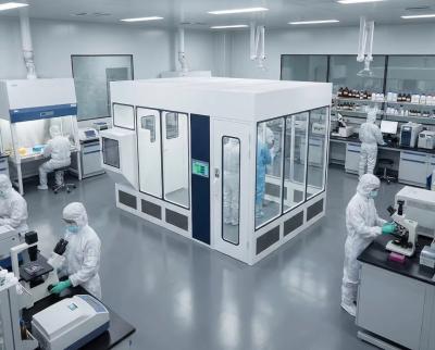 China Modular Cleanroom System with Integrated Ceiling HEPA Filters, Anti-static Flooring, and ISO 5-8 Cleanliness Levels for sale
