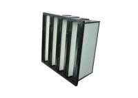 China Plastic Frame Dust Holding V Bank Air Filters With Fiberglass Medium Material for sale