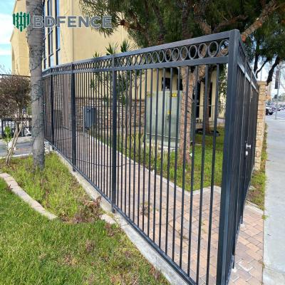 China Fire Escape Black Tubular Metal Fence Emergency Access for sale