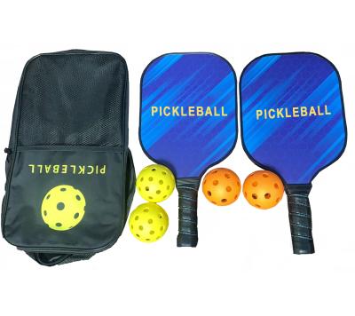 China Custom PP Fiberglass Pickleball Paddle Set 2 Rackets 4 Balls 1 Bag Outdoor for sale
