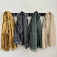 China Y-Z Luxury Shawl Scarf Women Korean Lace Embroidery Plain Color Cotton and Linen Scarf Sunscreen Scarves for sale