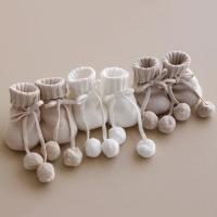 China Y-Z Custom Design Unisex Baby Booties Breathable Cotton Knitted Soft Shoes with Pom Pom Cute Newborn Booties Pack of 200 Pairs for sale