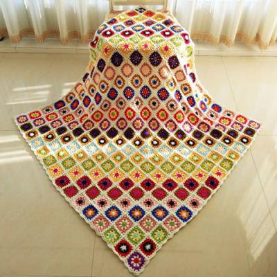 China Y-Z Custom Large 120*120 Vintage Floral Afghan Blanket Living Room Modern Style Granny Crochet Daisy Flower Lap Yoga Sofa Throw for sale