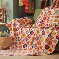 China Y-F 150*100 Crocheted Bohemian Gypsy Gorgeous Vintage Decor Lap Rug Daisy Granny Square Comfort Bed Blanket Throw for sale