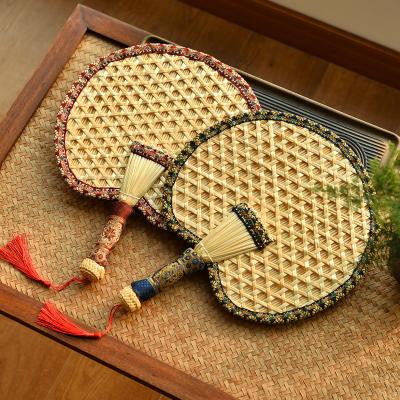 China Y-Z Vintage Boho Hand Fans Natural Old Raffia Rustic Palm Leaf Tropical Bamboo Material for Summer Wedding Direct China for sale