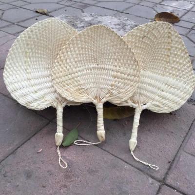 China Y-Z Small Cattail Leaf Fan Woven Vintage Summer Paddle Wood Hand Held Fans Supplies Home Decor for sale