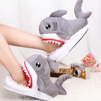 China Y-Z Winter Cartoon Animal Soft Warm Fuzzy Shark Shoes Funny Fluffy House Indoor Floor slippers for sale