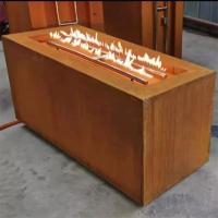 China Rectangle Hidden LP Tank Corten Steel Gas Fire Pit Table For Backyard  Propane Burner for sale