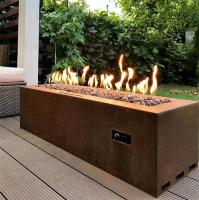 China Rectangle Hidden LP Tank Corten Steel Gas Fire Pit Table For Backyard  Propane Burner for sale