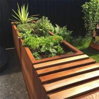 China Outdoor Landscaping Metal Trough Rectangular Corten Steel Planter Bench for sale