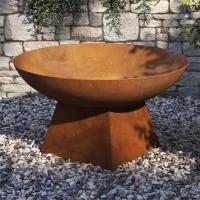 China 80cm Backyard Rusty Metal Fire Bowls Corten Steel Wood Burning Outdoor Fire Pit for sale