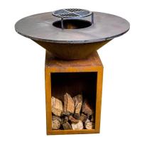 China Outdoor Kitchen Cooking Plancha Round Rustic Steel Barbecue Fire Pit Grill for sale