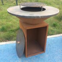 China Outdoor Kitchen Cooking Plancha Round Rustic Steel Barbecue Fire Pit Grill for sale