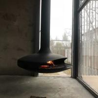 China Fireplace Black Hotel Suspended and Hanging Wood Burning for sale