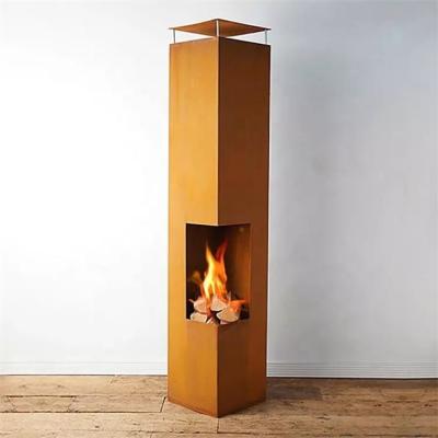 China Garden Warming Rustic Wood Burning Outdoor Fireplace Corten Metal Chiminea for sale