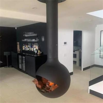 China Contemporary Indoor Heaters Orb Rotating Suspended Wood Burning Fireplace for sale