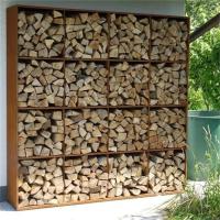 China Modern Prerusted Corten Steel Log Holder Storage For Fireplace for sale
