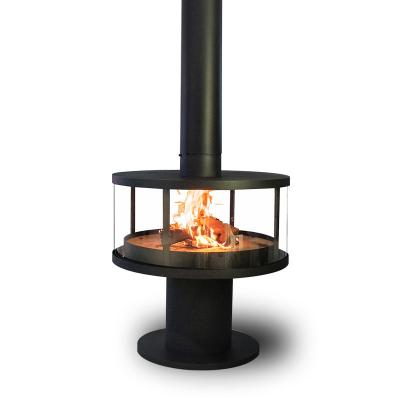 China Contemporary Indoor Heaters Wood Burning Stove Suspended Steel Fireplace for sale